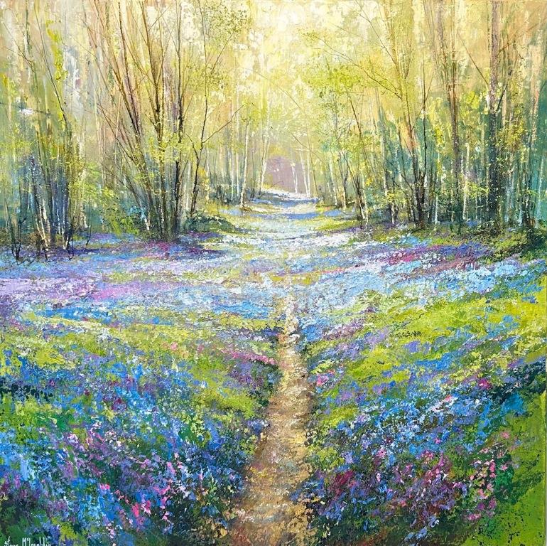 Footpath Through The Bluebells a new painting by Stewart Edmondson