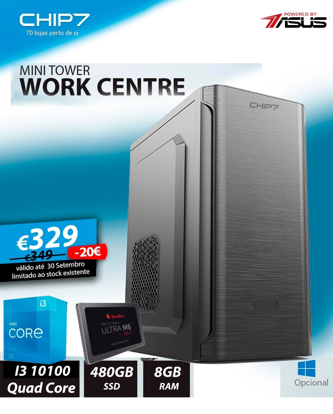 COMPUTADOR TRABALHO - I3 10100 / 8GB RAM / 480GB SSD / Sem Sistema ...