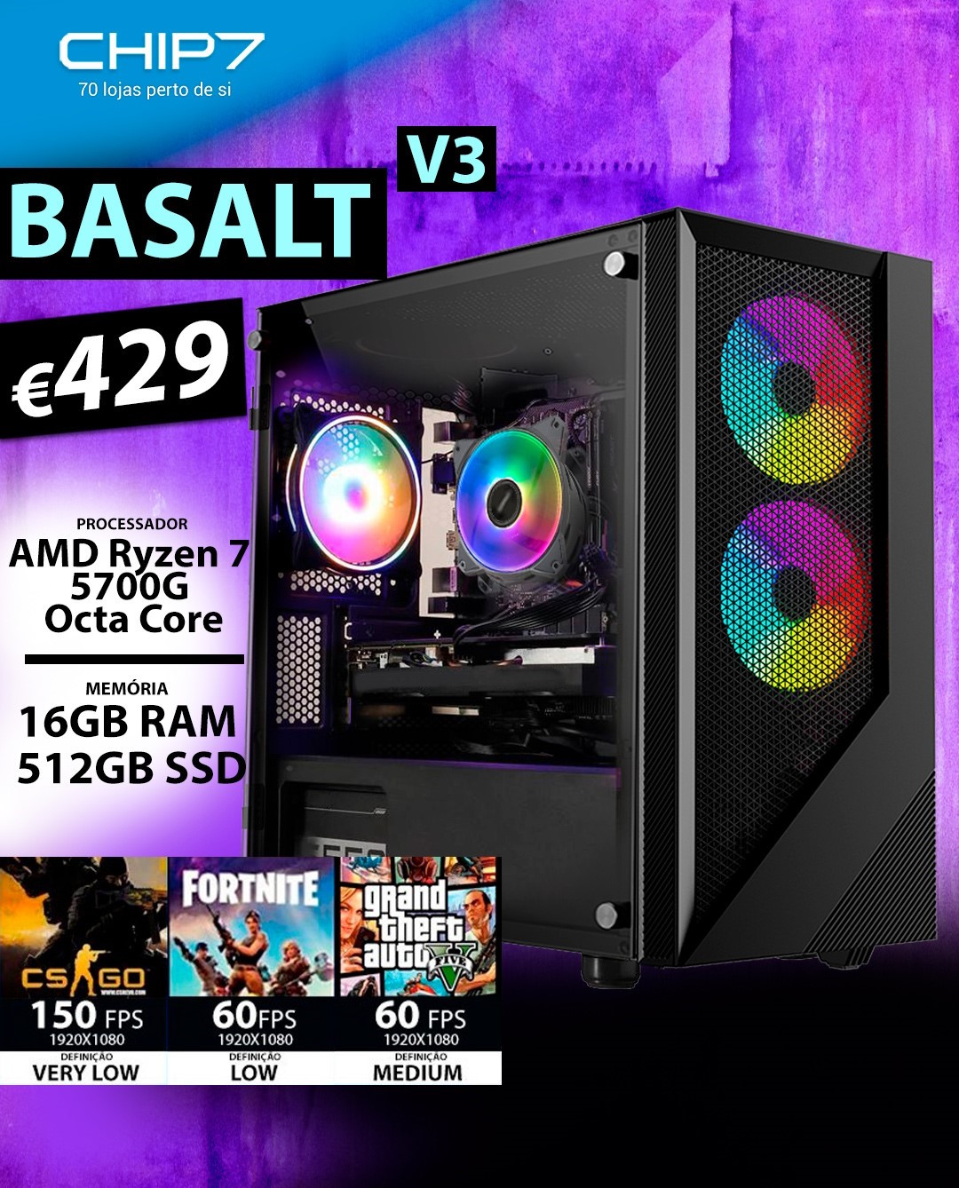 COMPUTADOR GAMING - AMD Ryzen 7 5700G / 16GB RAM / 512GB SSD - CHIP7 ...