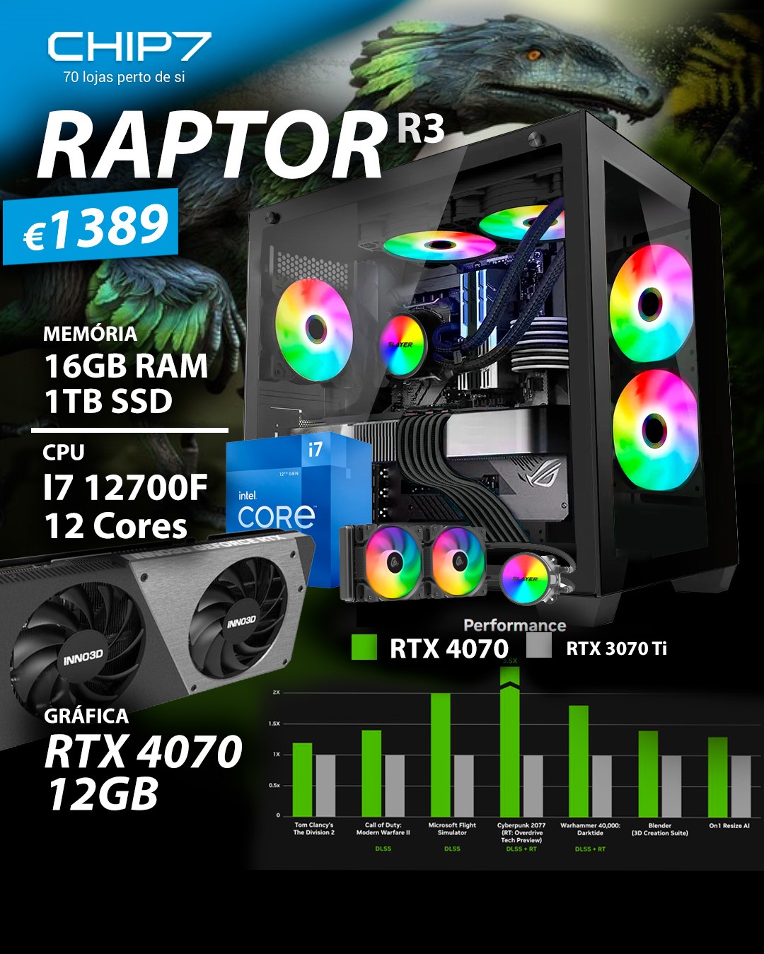 COMPUTADOR GAMING - I7 12700F / RTX 4070 12GB / 16GB RAM / 1TB SSD ...