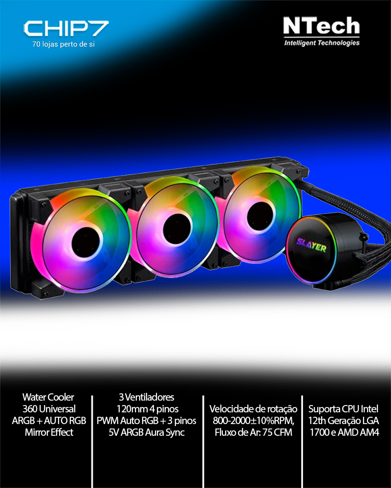 WATER COOLER CPU 360 ARGB+AUTO RGB MIRROR LGA1700 READY 394x120x52mm ...
