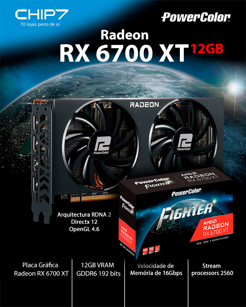 Placa Gráfica PowerColor Radeon RX 6700 XT Fighter 12GB GD6 | CHIP7