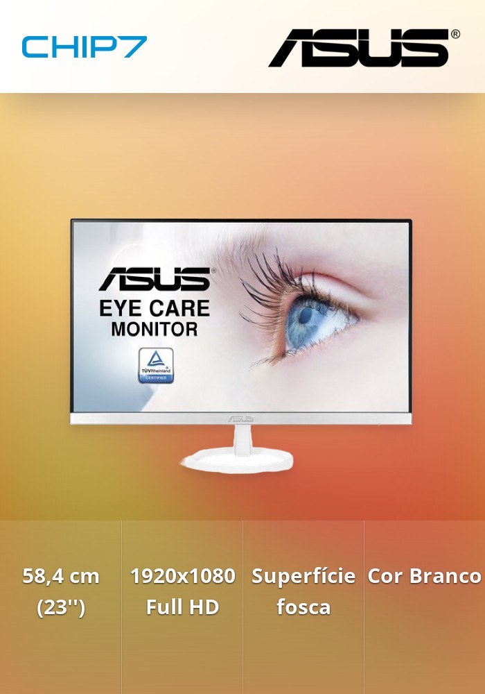ASUS MONITOR LED 23" VZ239HE-W FHD 5MS IPS HDMI 75Hz WHITE | CHIP7