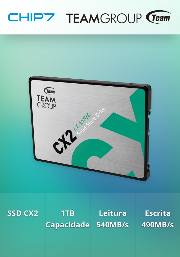 Disco SSD Team Group CX2 1TB SATA III - 540R/490W - T253X6001T0C101 | CHIP7