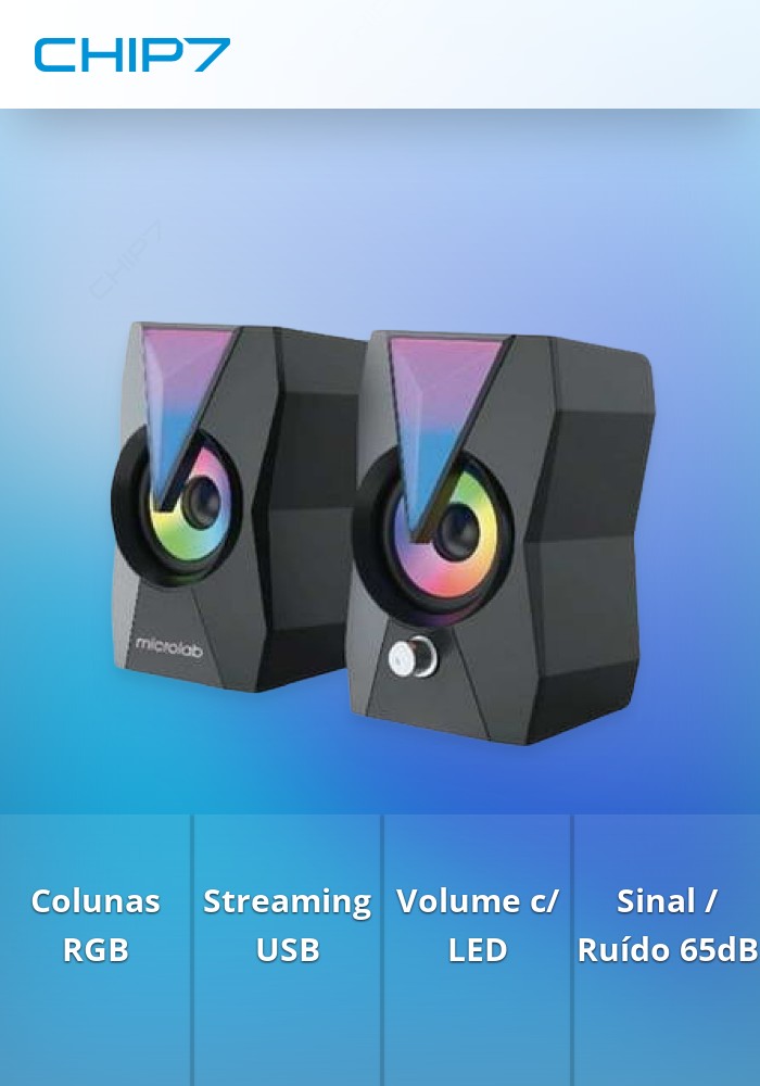 COLUNAS MicroLab GAMER RGB 2.0 B22 2X3W INTERFACE USB PRETAS | CHIP7