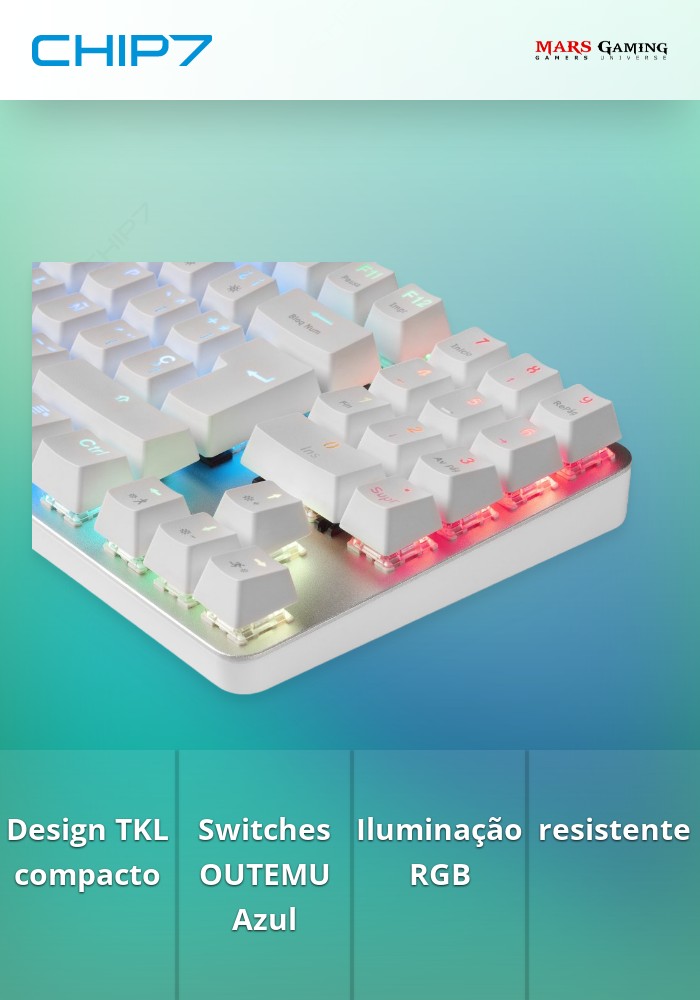 Teclado MARS GAMING MKREVOW PRO RGB Mecânico TKL OUTEMU Azul - Branco ...